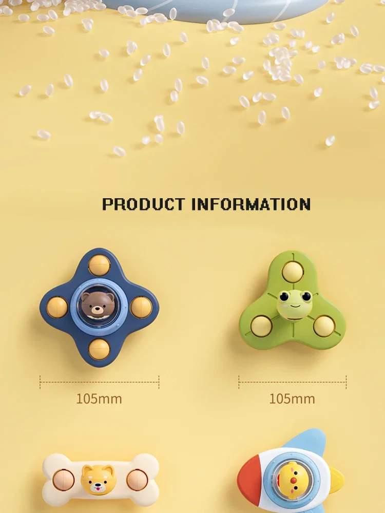 3pcs Toddlers Sensory Animal Fidget Spin Turntable Sucker Bath Toy ...