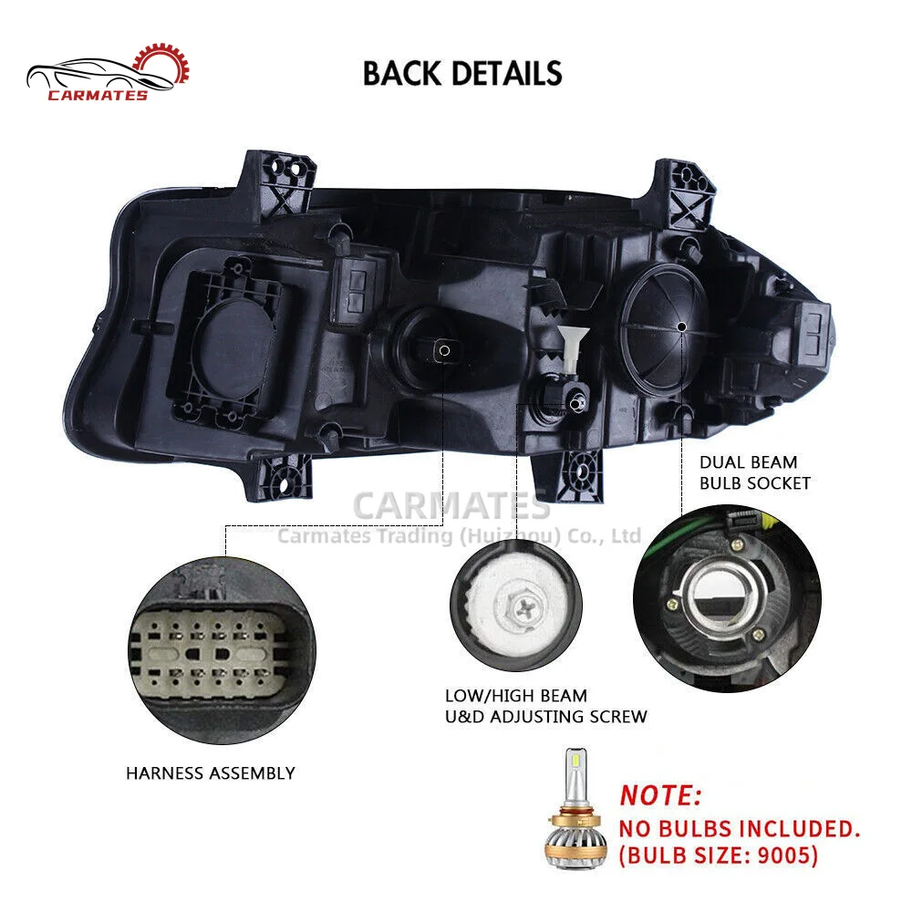 Carmates Led Headlights Drl Daytime Running Light Lamp For Dodge ...