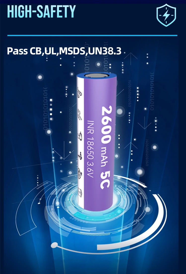 Kdgc 18650 5c 3.6v 2600mah Cylindrical 1000cycle Li-ion Batterie 3.7v ...