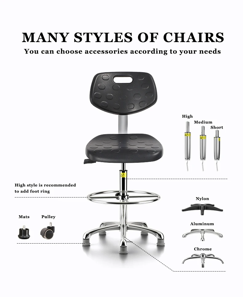 Laboratory Chairs Esd Lab Chair Pu Foam Anti-static Backrest Dust-free ...