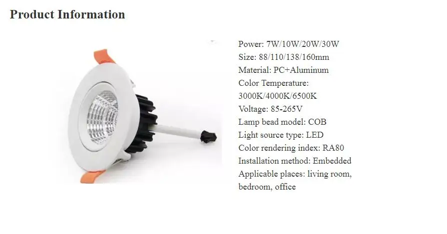 2inch 3inch 3w 5w 7w 10w 18w 20w 30w Commercial Adjustable Ceiling ...