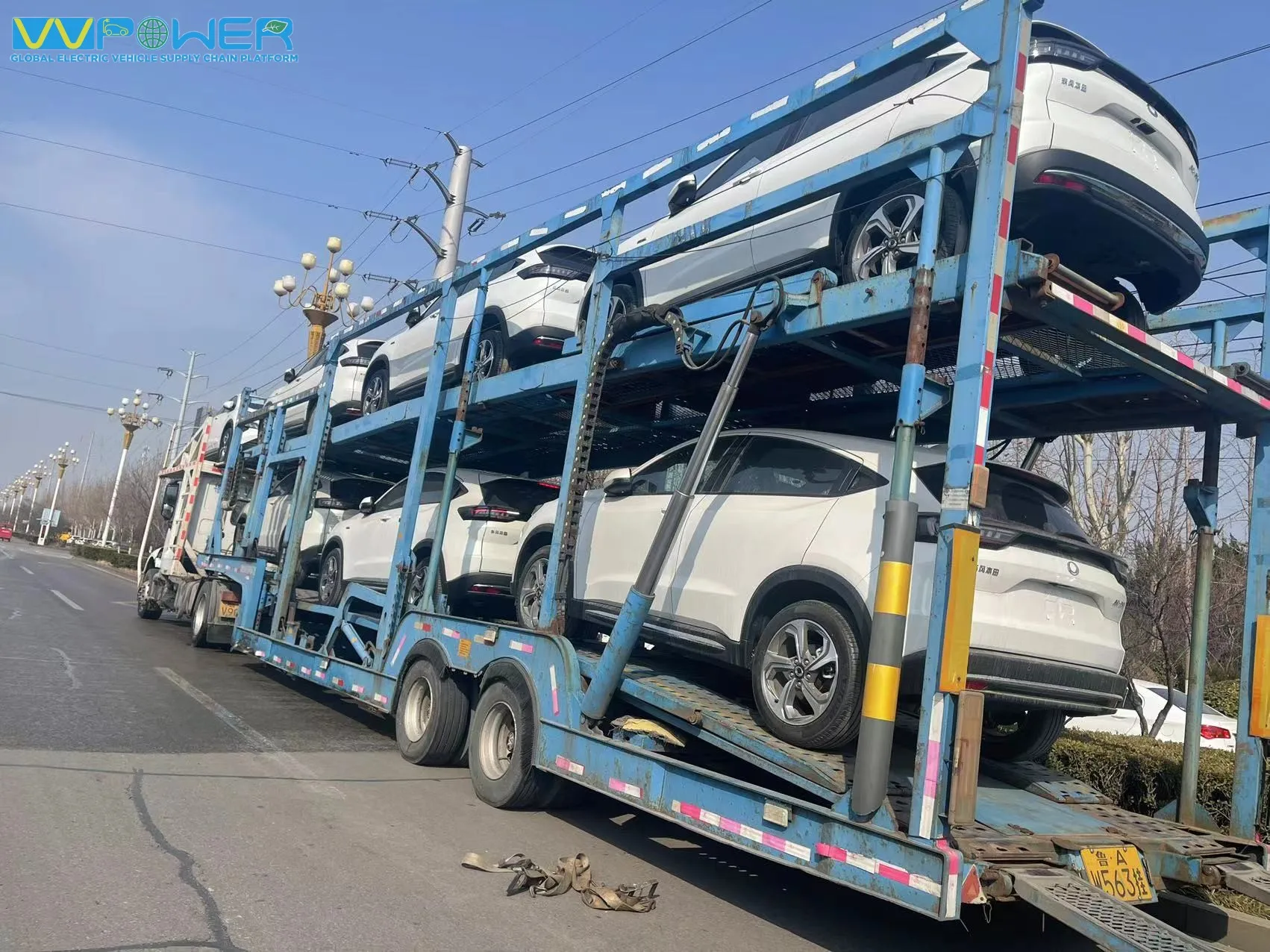 6 Cars Double-deck Car Carrier Truck Trailer Made Of Steel Flatbed Semi ...