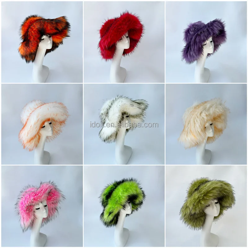 IDOIT Winter Latest Fashion Designer Fluffy Faux Fur Bucket Hats Y2K ...