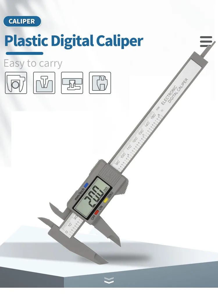 Digital Vernier Caliper Carbon Plastic 150mm Caliper Ruler Electronic ...