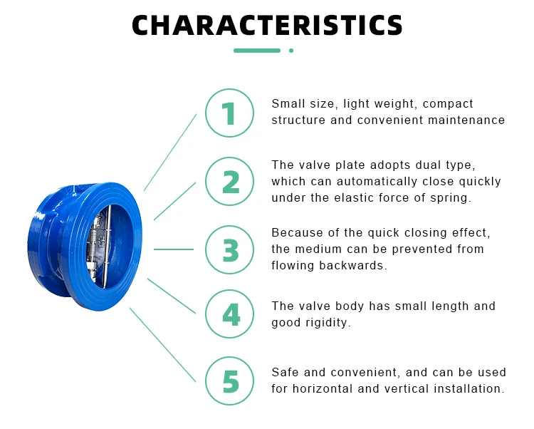 DN40~DN700 PN10 PN16 Ductile Cast Iron Double Disc One-way Dual Non ...
