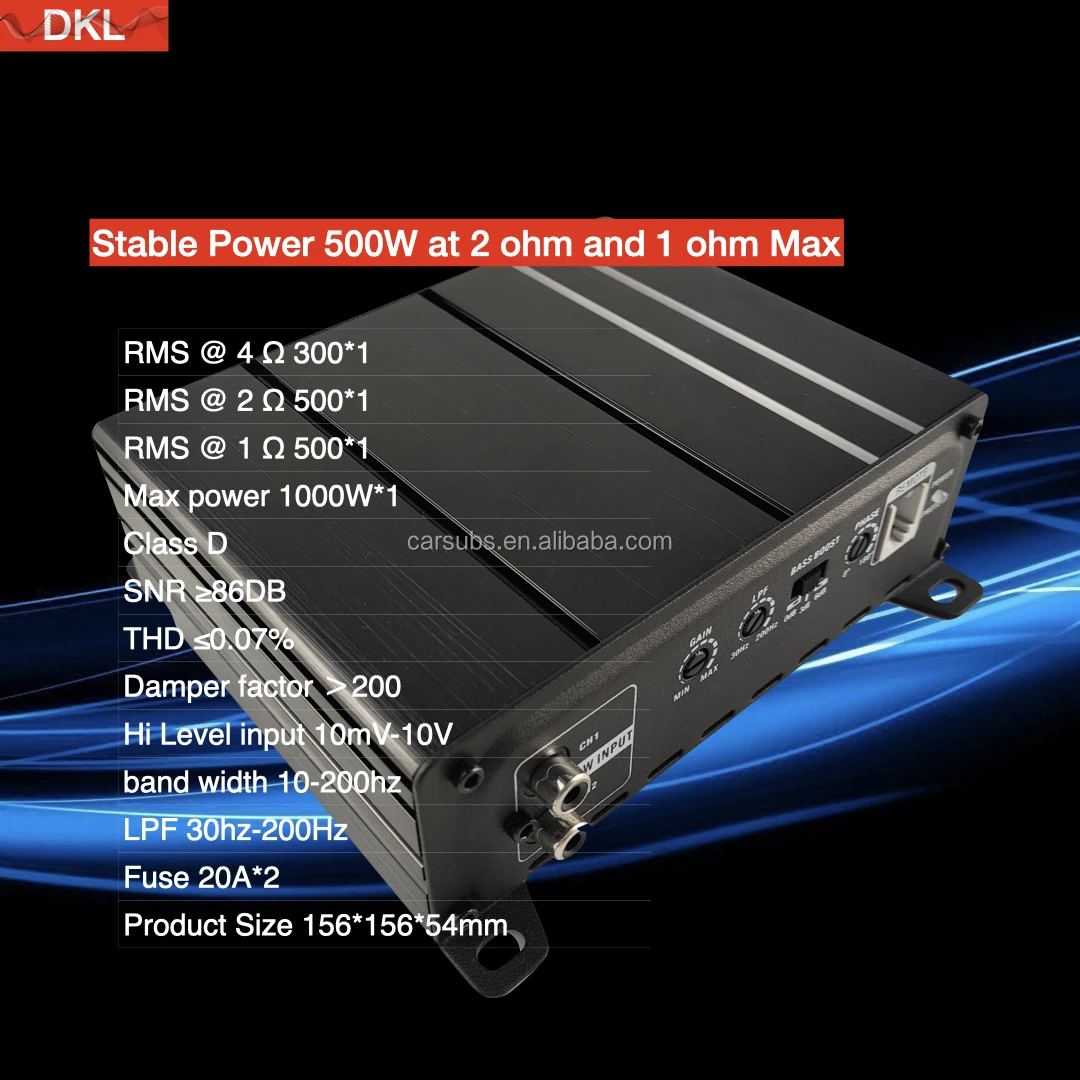 Car Active Subwoofer Box Amplifier Mono Rms 500w Bass Amp Peak 1000w Class D Car Amplifier ...