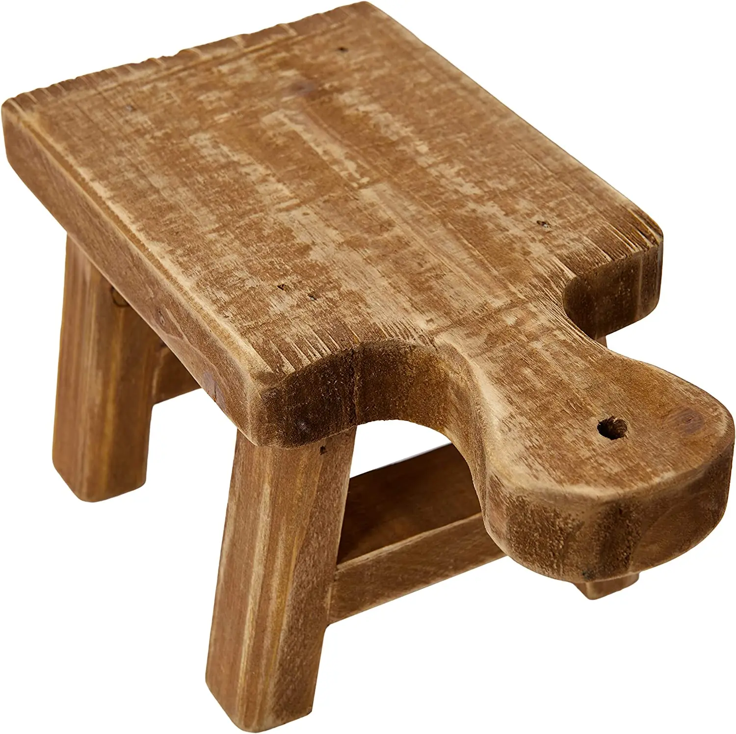 Small Rectangle Wood Pedestal Stand with Handle - Handmade
