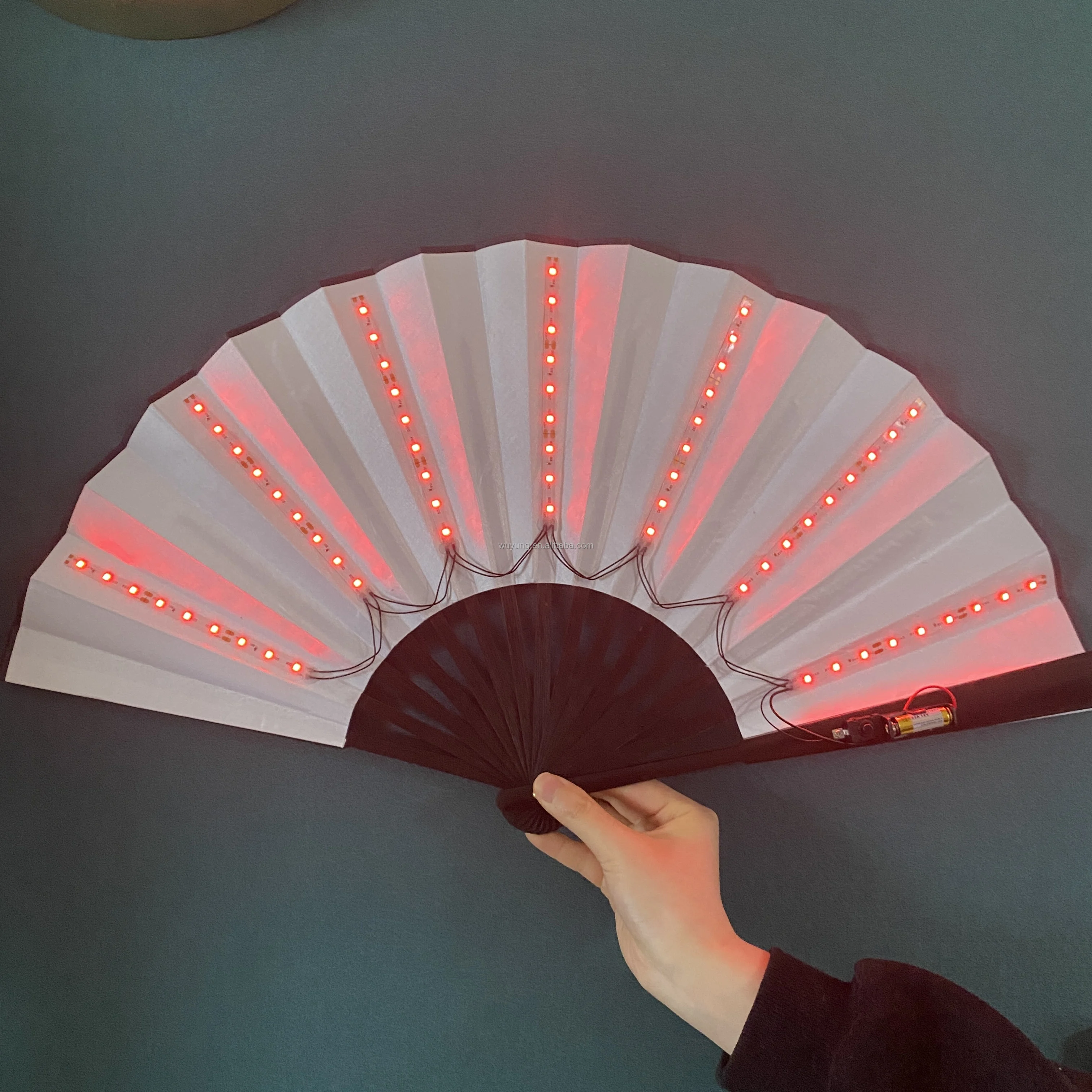 Stock Colorful 13ins Led Hand Fan Folding Light up Bamboo Decorative ...