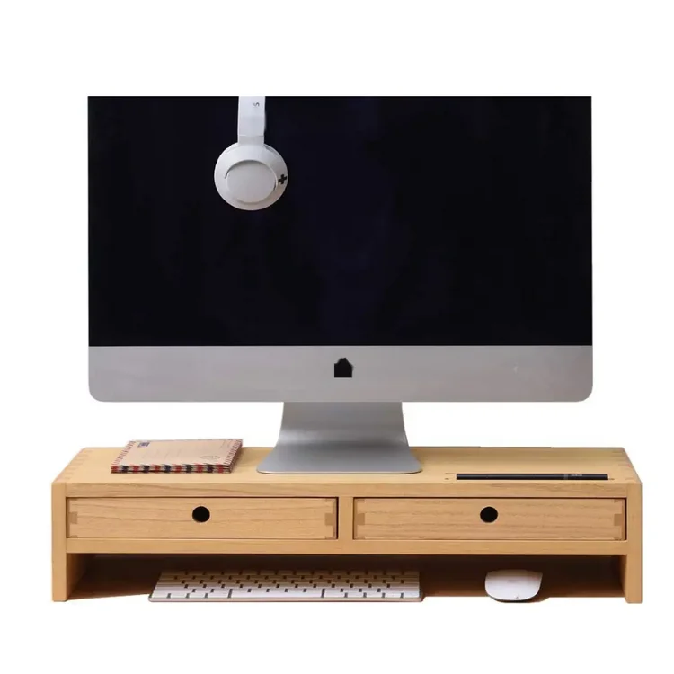 Modern Classic Design Computer Arm Riser Desk Storage Organizer Wood ...