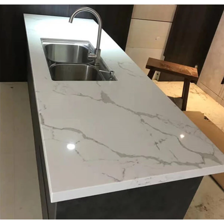 L Shaped Kitchen Island - Prefabricated Quartz Slab
