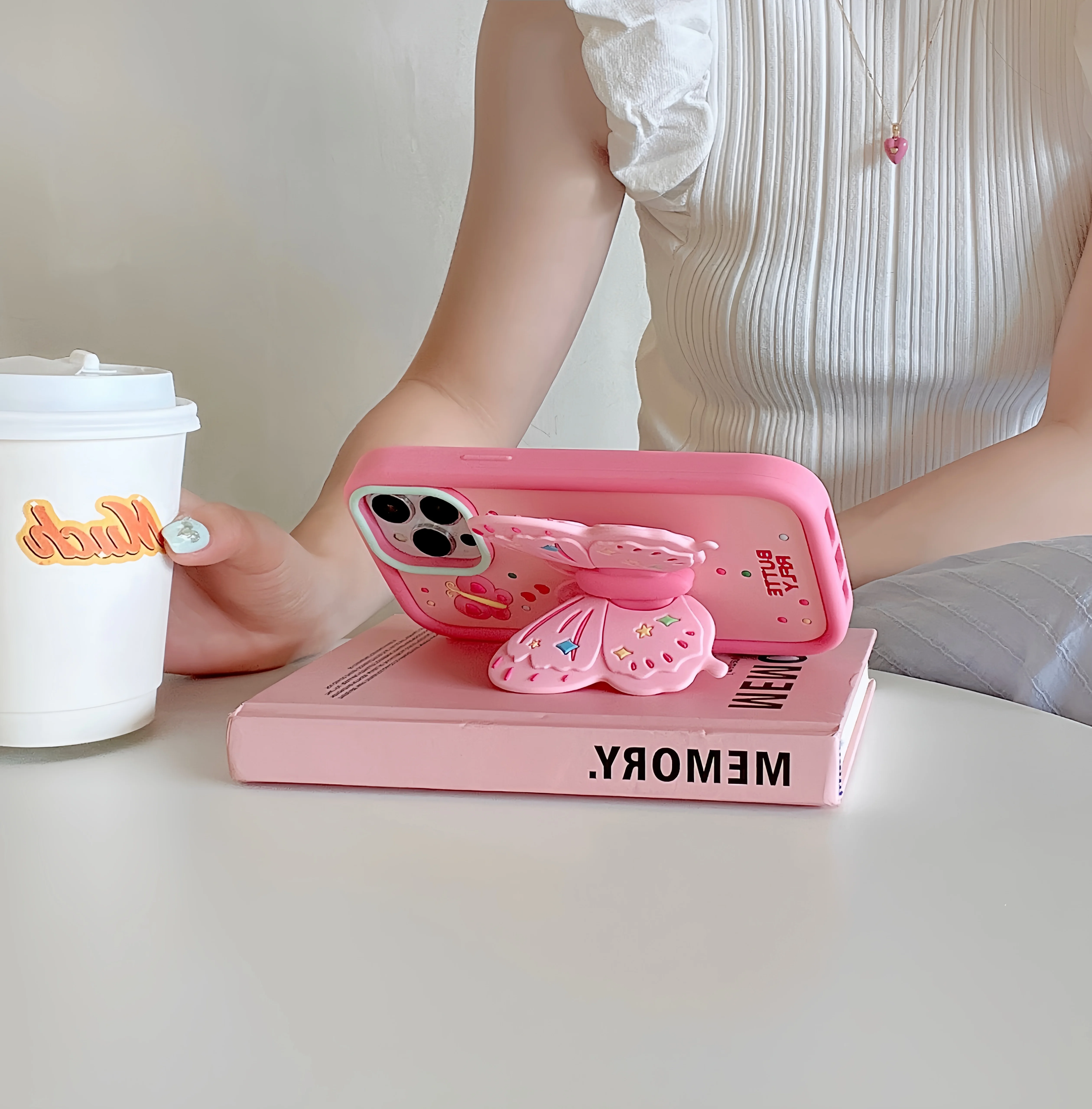 Girls Pink 3d Butterfly Shock Proof Phone Case For Iphone 12 Pro Max ...