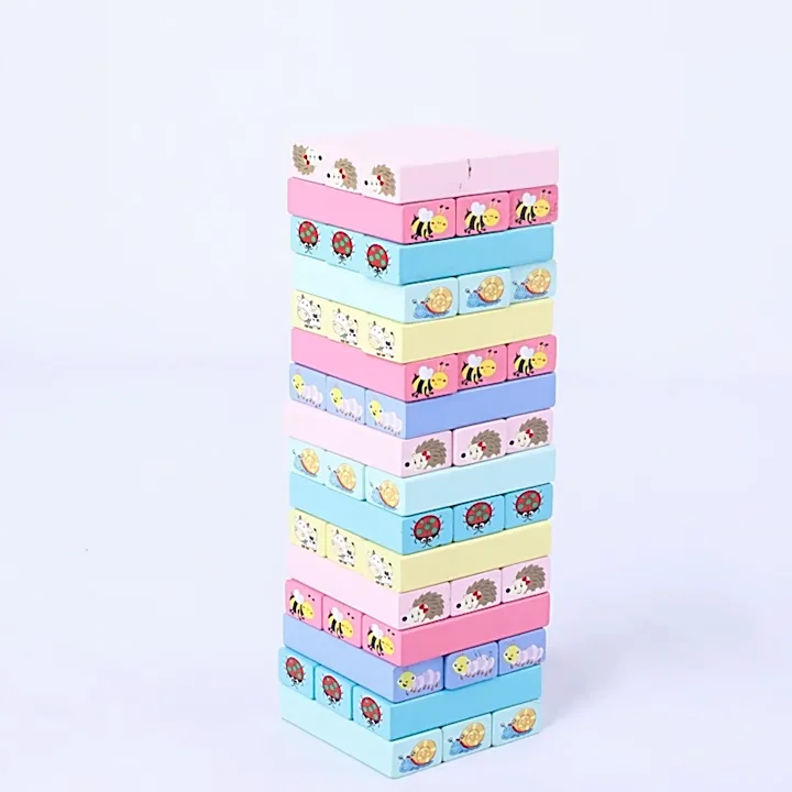 Custom Children 51 Pcs Wooden Stacking Nesting Building Blocks Bricks ...