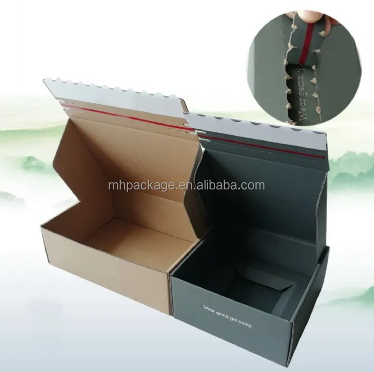 Custom Self Adhesive Zipper Tear Corrugated Paper Boxes
