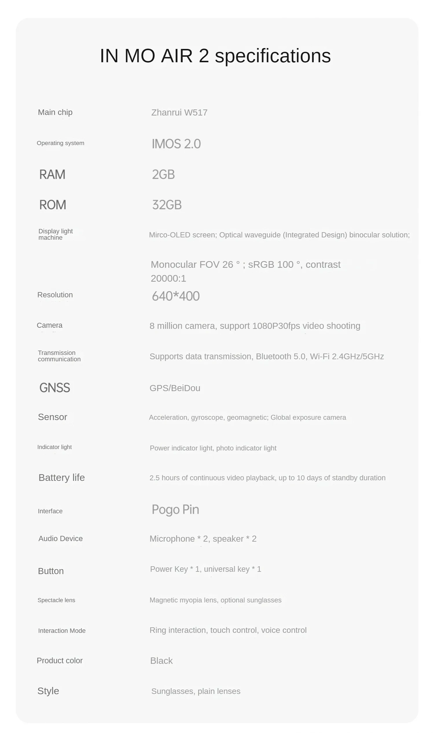 Inmo Air2 Smart Ar Glasses Wireless Plain Version Xr Glasses Binocular ...