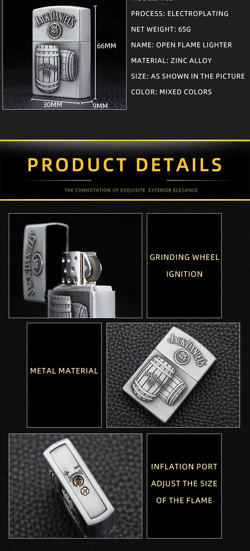 Z1105 Creative Gas Filled Lighter Open Fire Cigarette Lighter Wine ...