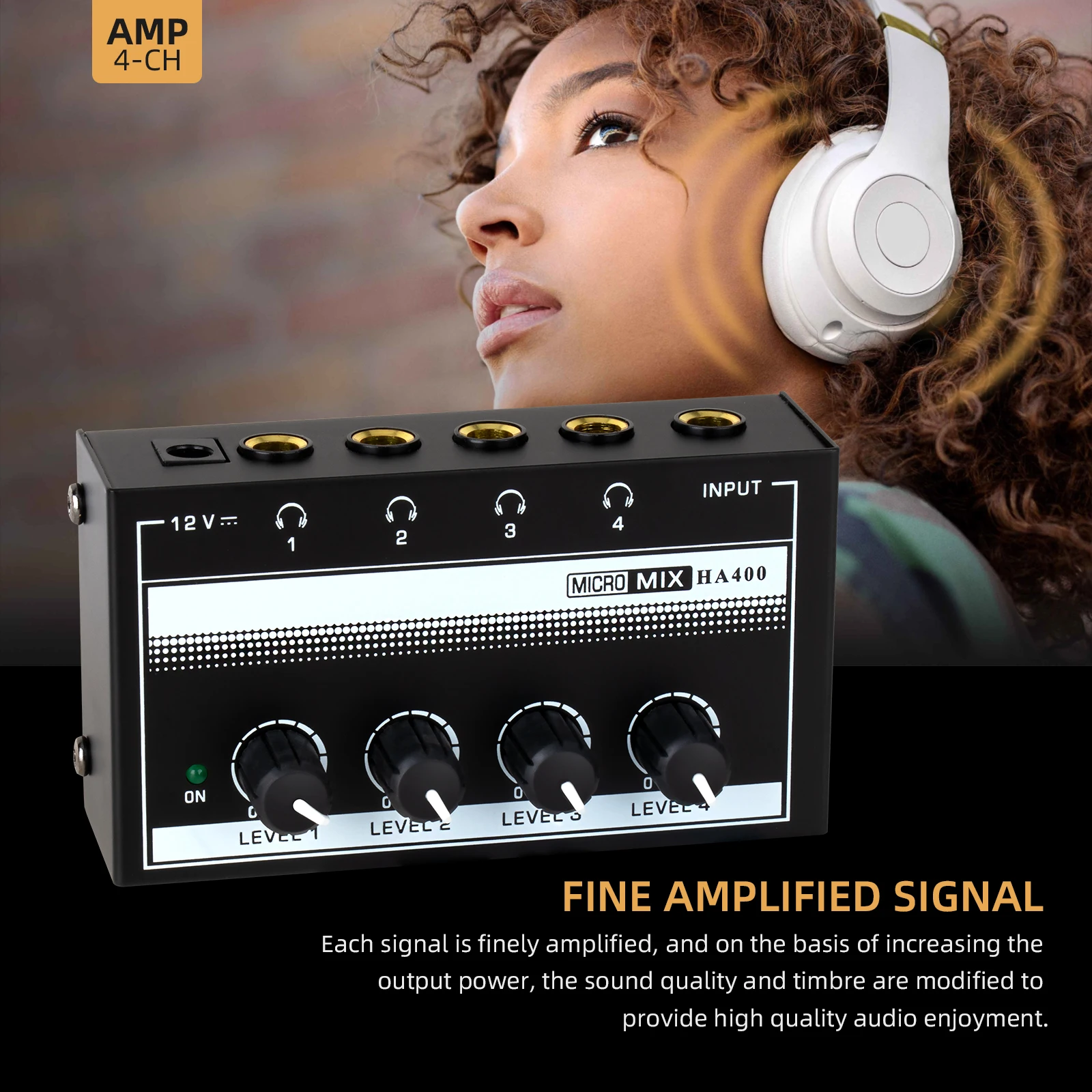 4 Channel Compact Amplifier Ha400 Stereo Separation Mini Amplifier ...