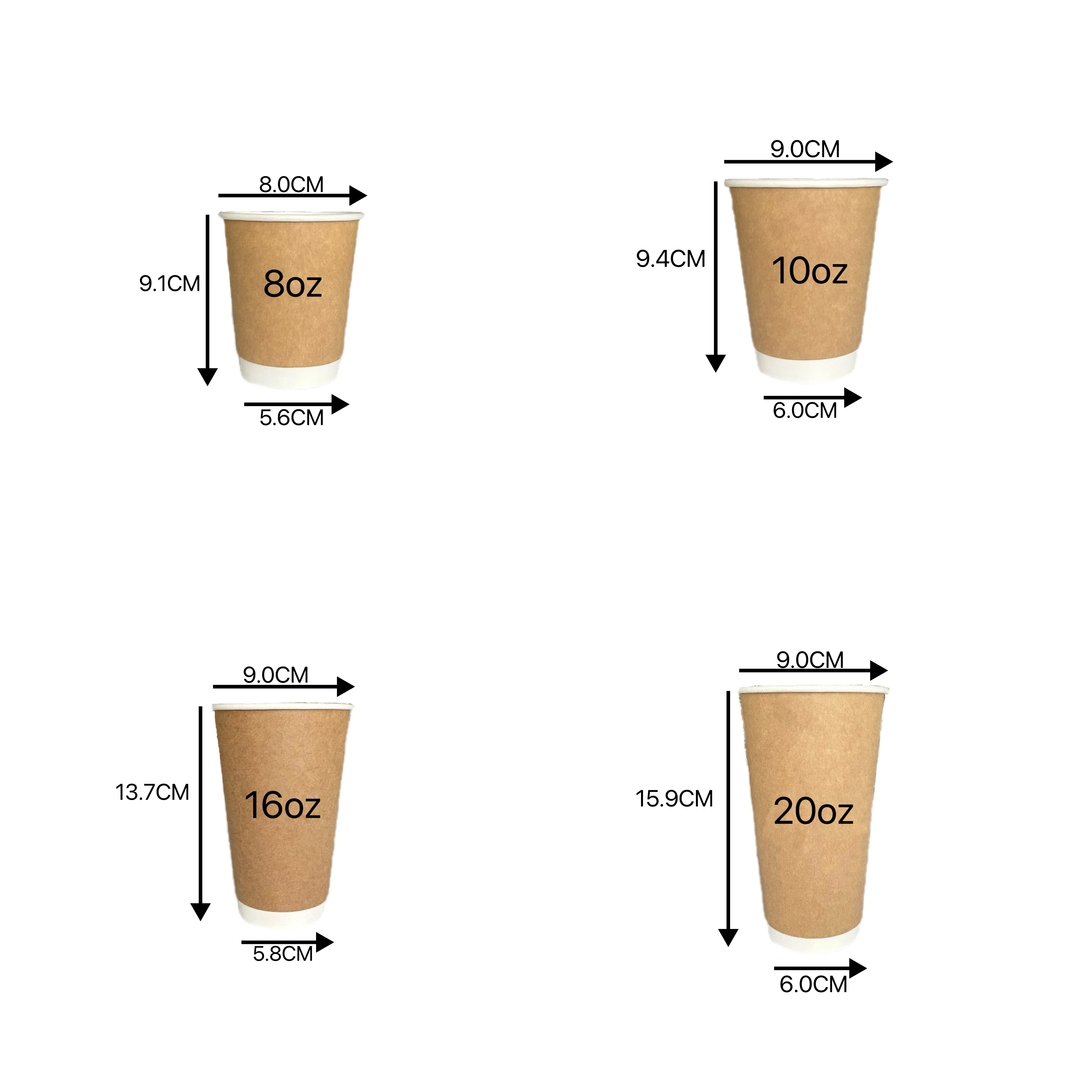 Custom Logo 2oz - 32oz Different Size Double Wall Paper Cups Tea Paper ...