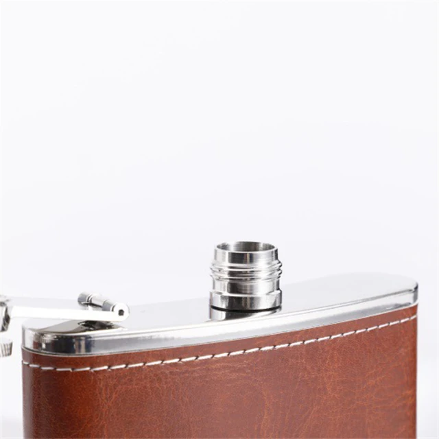Custom Leather Liquor Flask - Stainless Steel Hip Flask