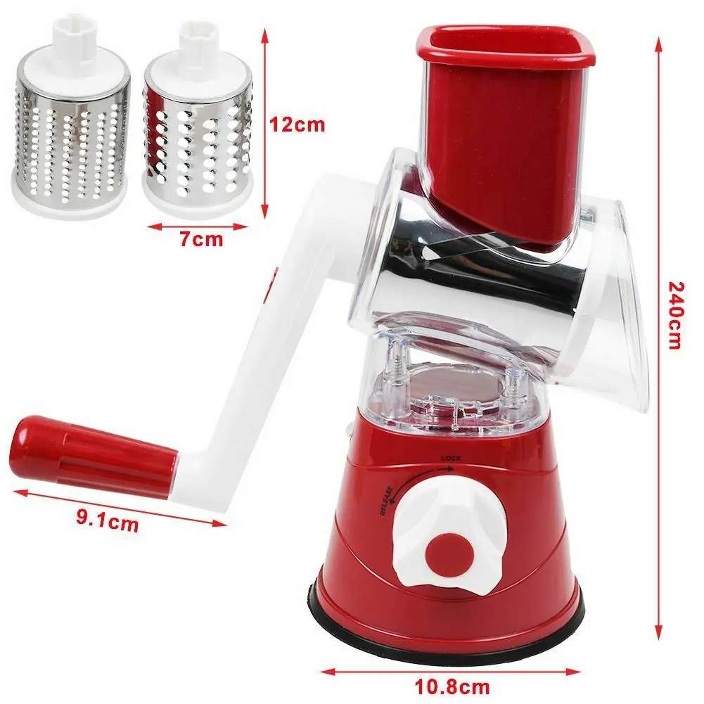 Manual Rotary Cheese Grater - Versatile Fruit & Veggie Cutter