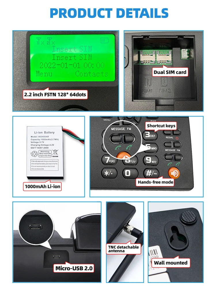 GSM Dual SIM Card Deskphones - Wireless Hotel Telephones