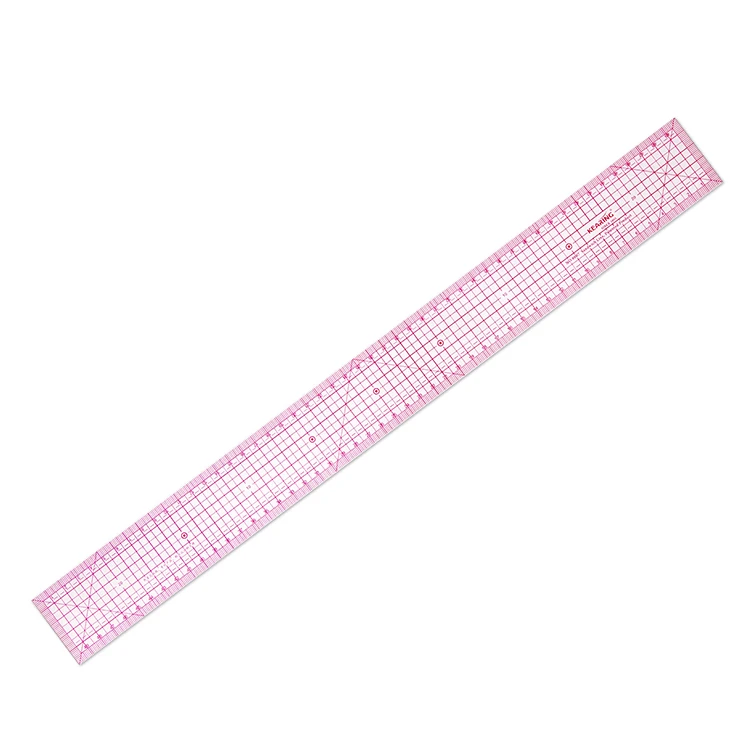 Kearing Transparent Red 50cm Plastic Grading Ruler For Pattern Making Odm