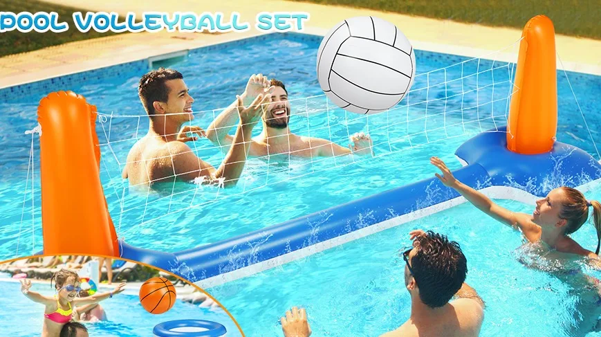 Swimming Pool Volleyball Net With Basketball Hoops Swimming Game Water ...