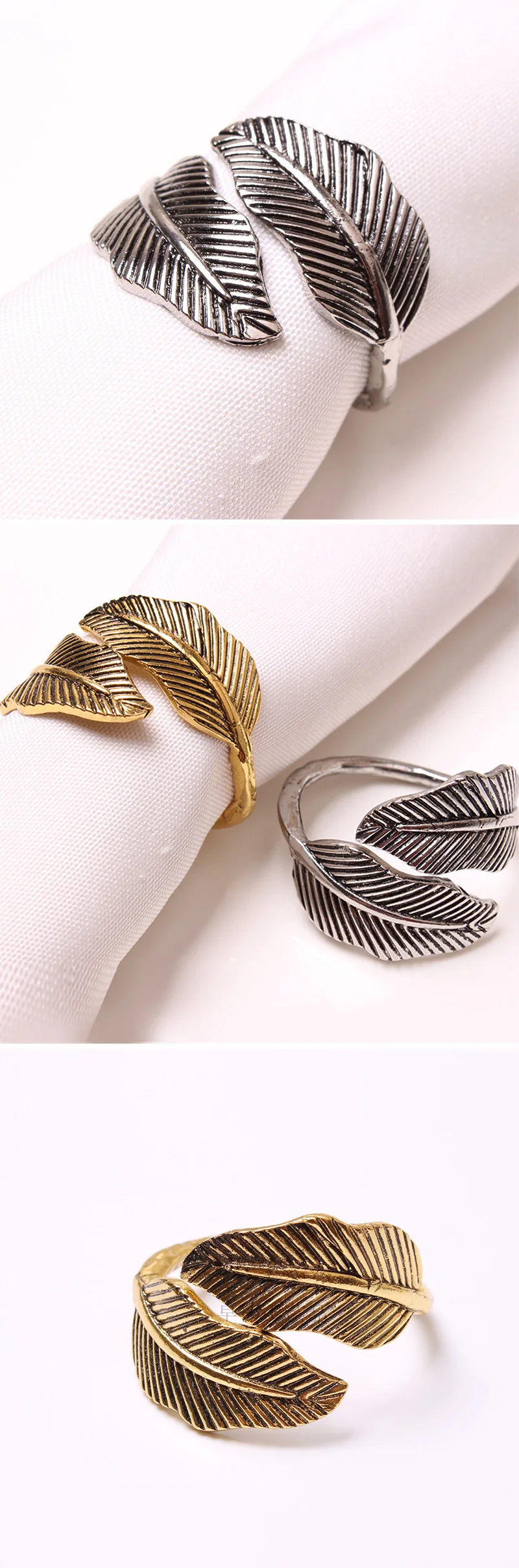 Matte Gold Leaf Napkin Ring Feather Napkin Ring - Buy Leaf Napkin Ring ...