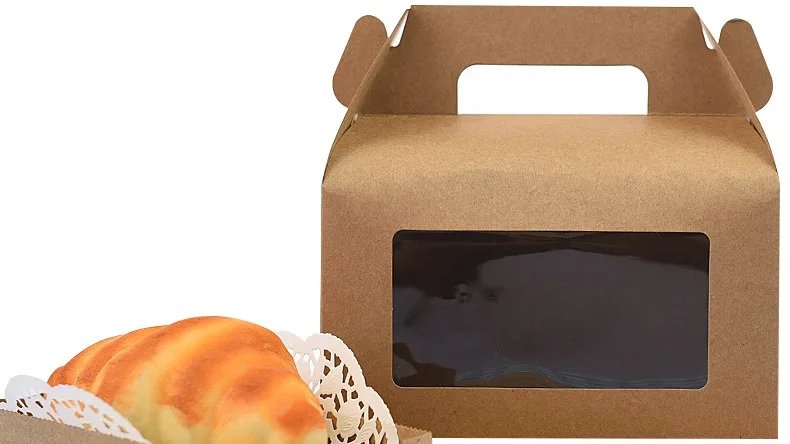 Custom Recycle Kraft Paper Food Boxes With Plastic Clear Windows Eco ...