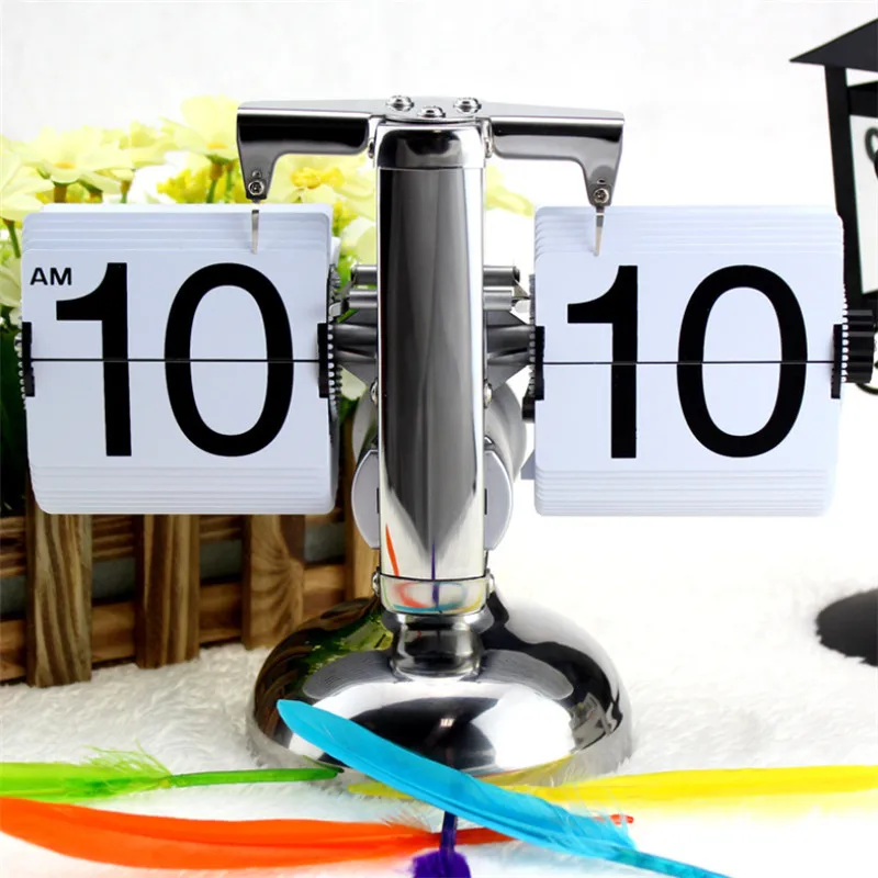 Simple Office Table Clock Small Scale Retro Flip Over Clock Desktop ...
