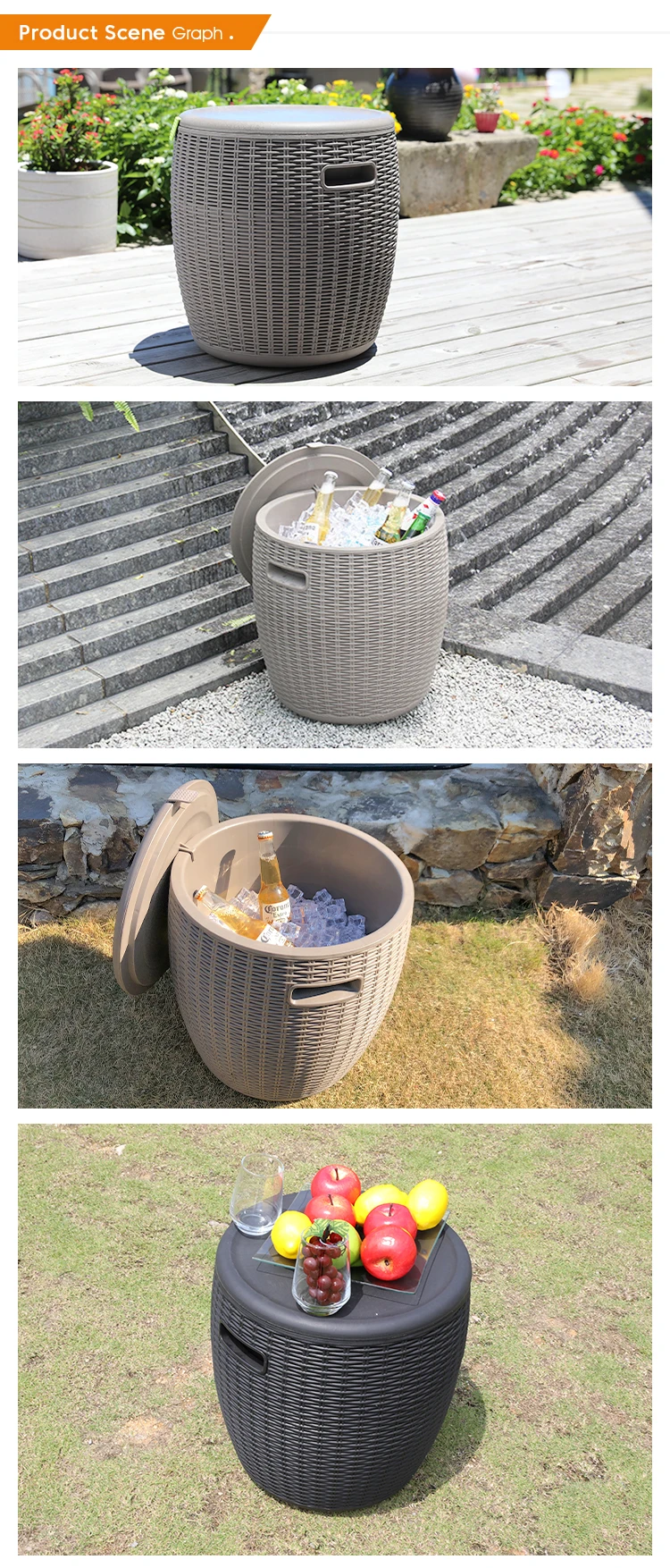 37L Rattan Ice Bucket Cooler - Perfect for Camping & Events