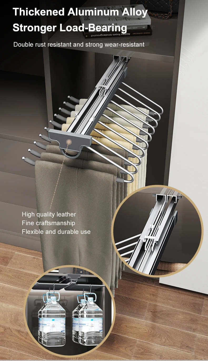 HNOSS Wardrobe Metal Trouser Rack Hangers Retractable Double Sided Pull ...