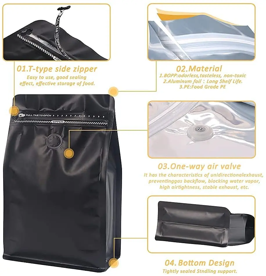 12oz One Way Valve Coffee Bags - Custom Printed & Durable