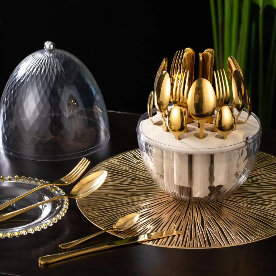 Alibaba.com: 24pcs Gold Stainless Steel Flatware Set with Egg Cutlery ...