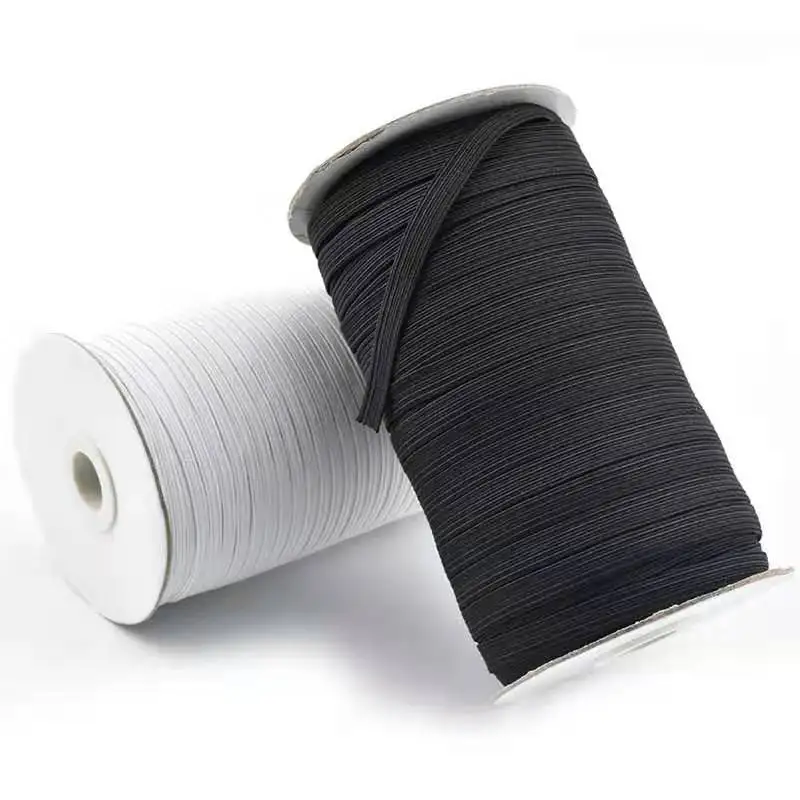 3mm 5mm 6mm 7mm 9mm 10mm Black And White Flat Braided Elastic Band ...