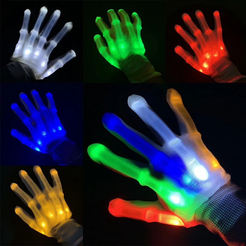 Christmas Premium Led Light-up Skeleton Gloves For Kids Flashing Party ...