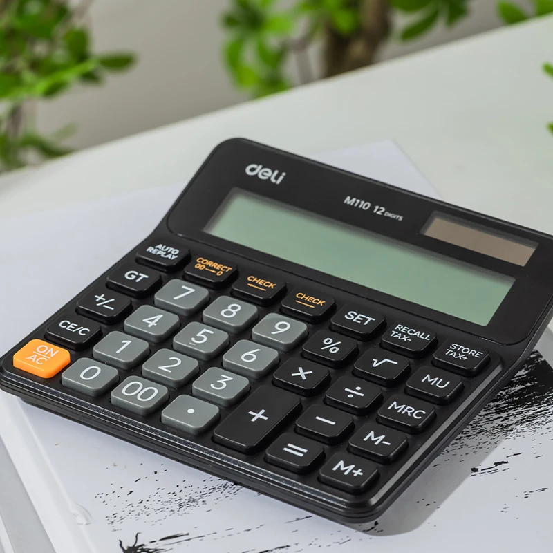 Deli EM110 Solar Dual Power Calculator - 12-Digit Office Tool