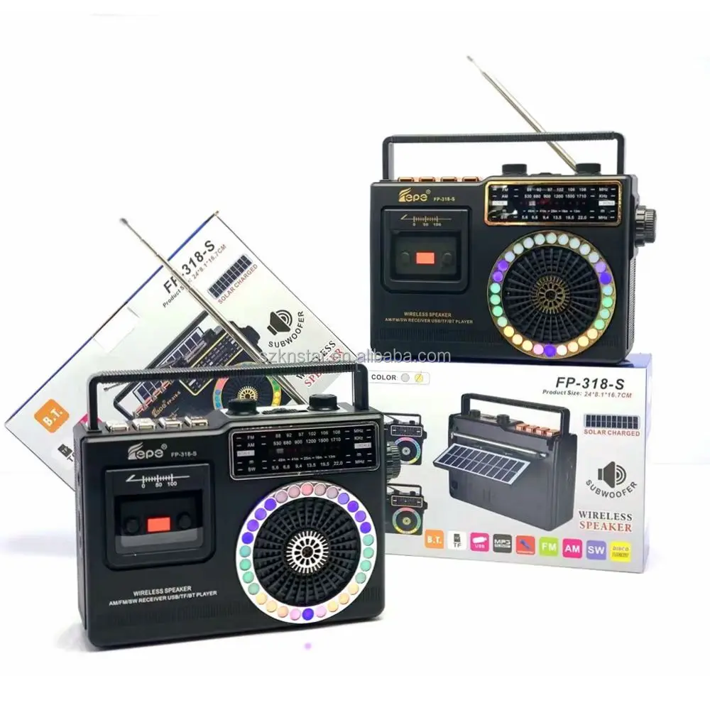 Disco Light Retro Style Desktop Radio 18650 Rechargeable Wind-up Solar ...