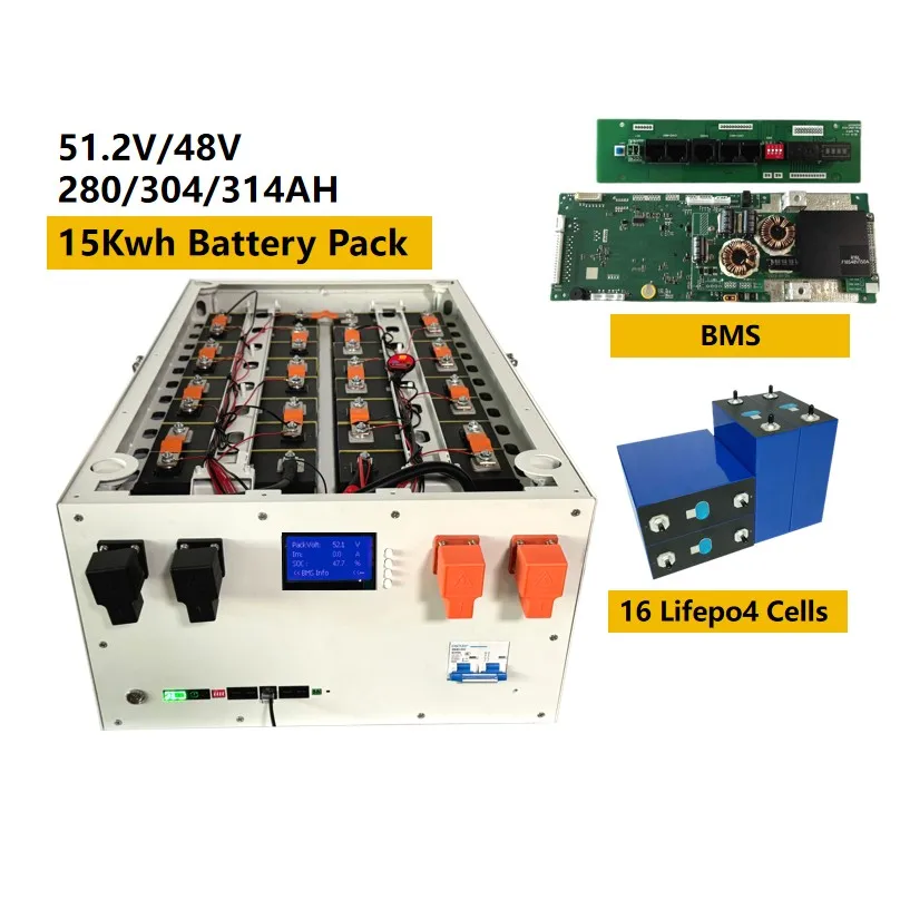 Diy 48v 51.2v Battery Box Kit 300ah 280ah Lifepo4 Storage 200a Bms Metal Battery Pack Can For ...