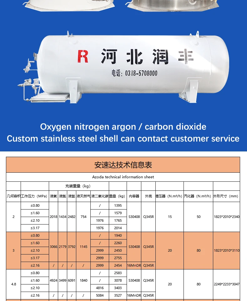 RFCC 5000L 3000L Microbulk tank Liquid Oxygen Nitrogen CO2 Cryogenic ...