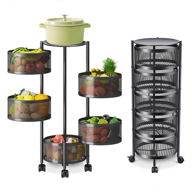 Rotating Basket Rack Vegetable Storage Rack Rotating Multifunctional ...