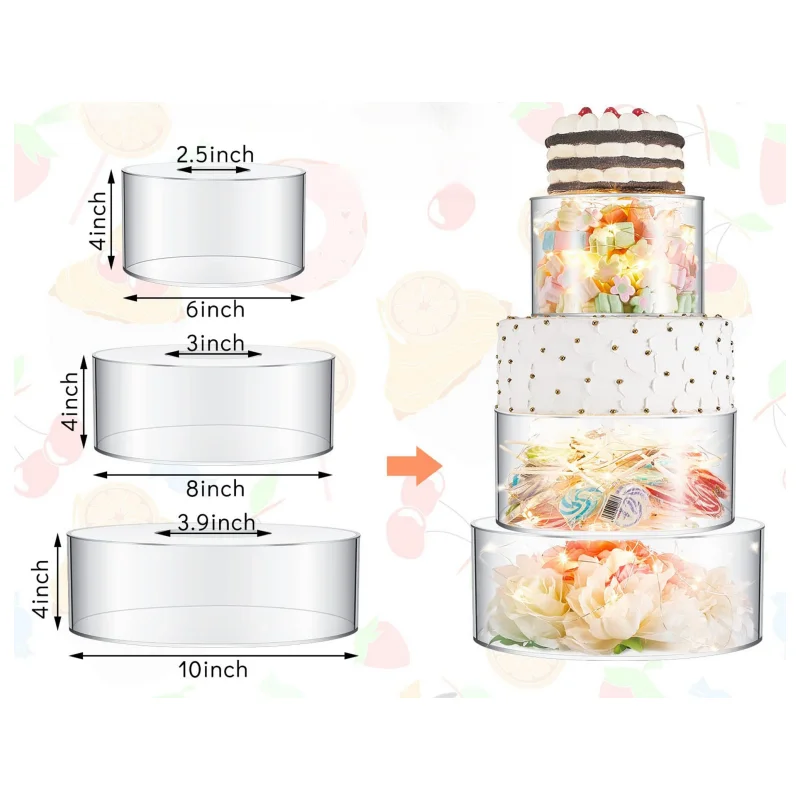 Acrylic Fillable Cake Stand Cake Tier,Round Cylinder Display Riser ...