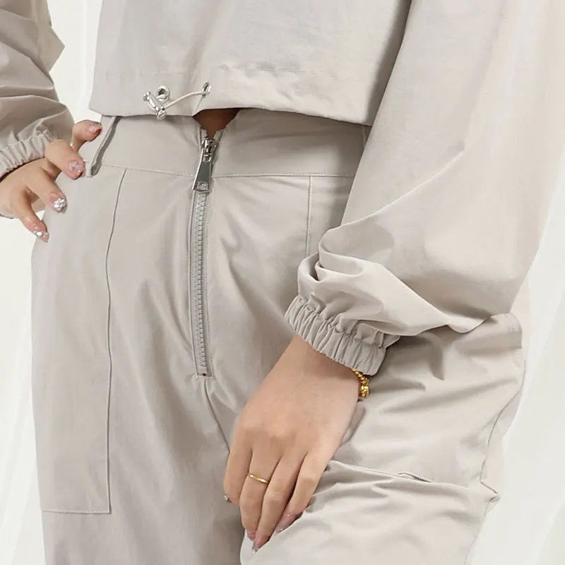 Custom Half Zip Pullover Tracksuit Jogging Crop Top Windbreaker Jacket ...