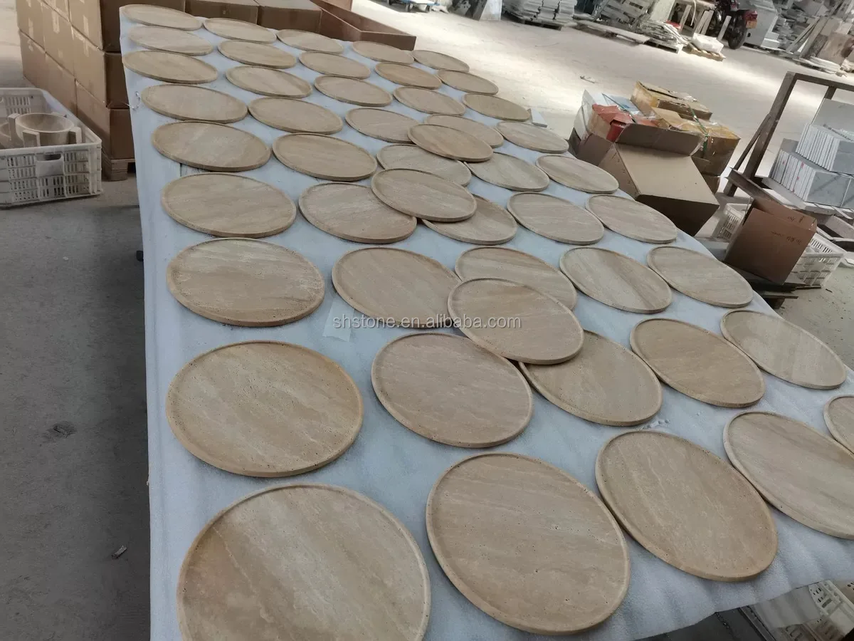 SH STONE Luxury Natural Stone Marble Decoration Red Big Round Tray ...