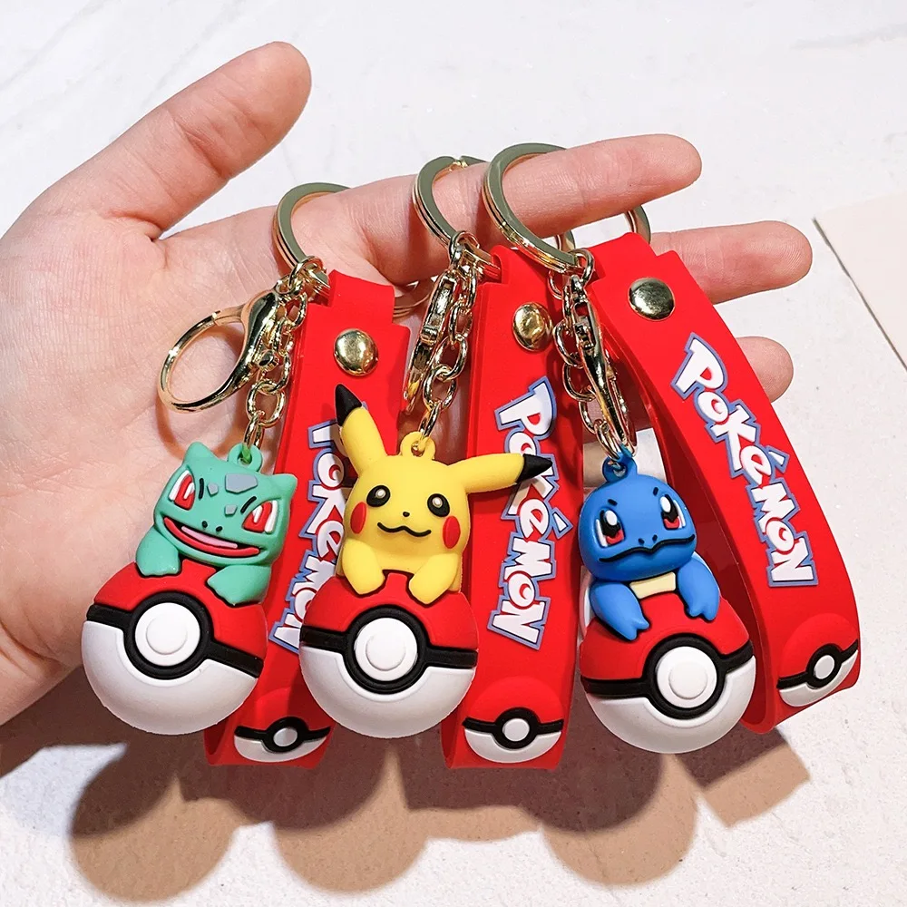 Pokeball Pokemoned PVC Cartoon Pikachu Keychain Squirtle Charmander ...