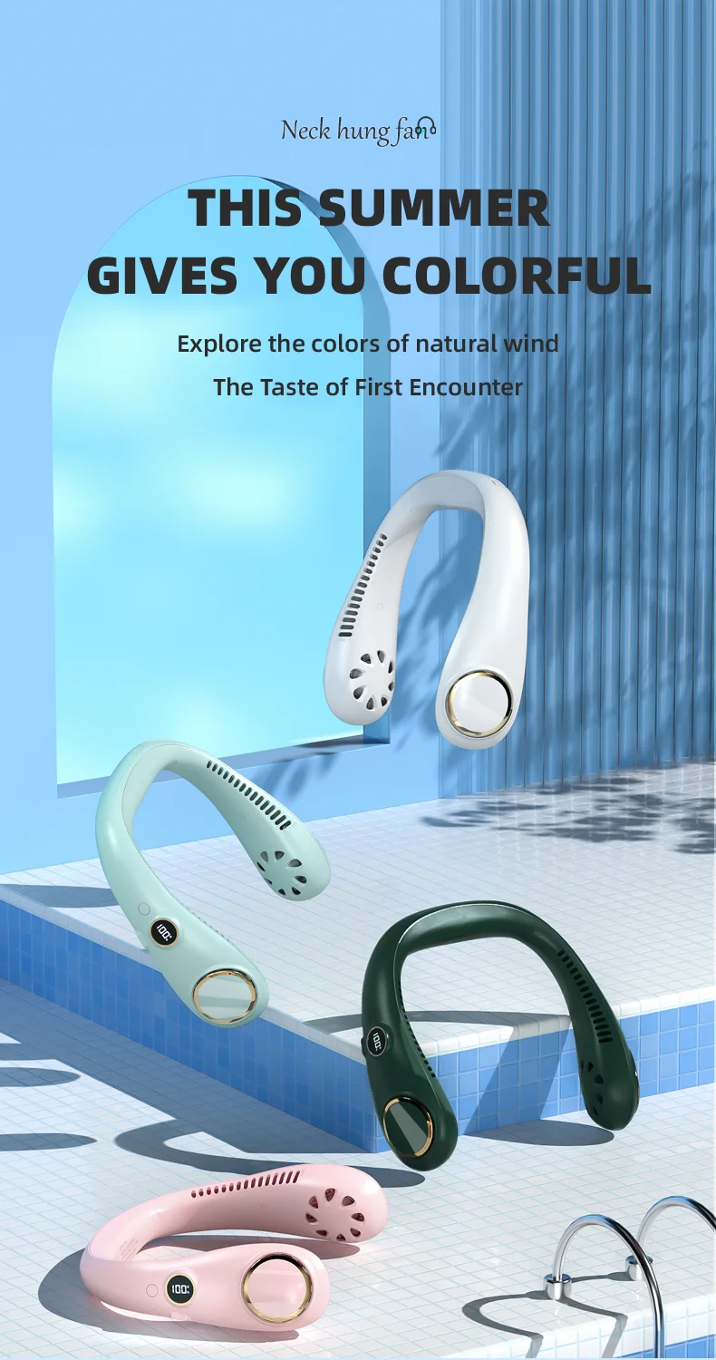 Portable Neck Fan Popular Earphone Design Leafless Neck Fan Air ...