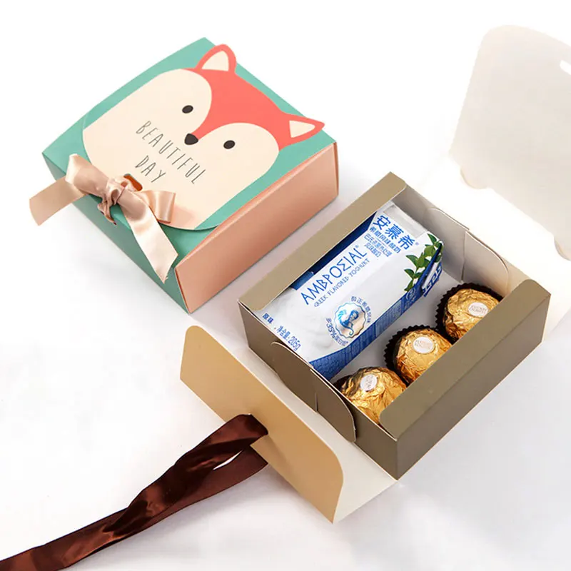 Cartoon Animal Paper Boxes Cube Kids Birthday Party Favors Gift ...