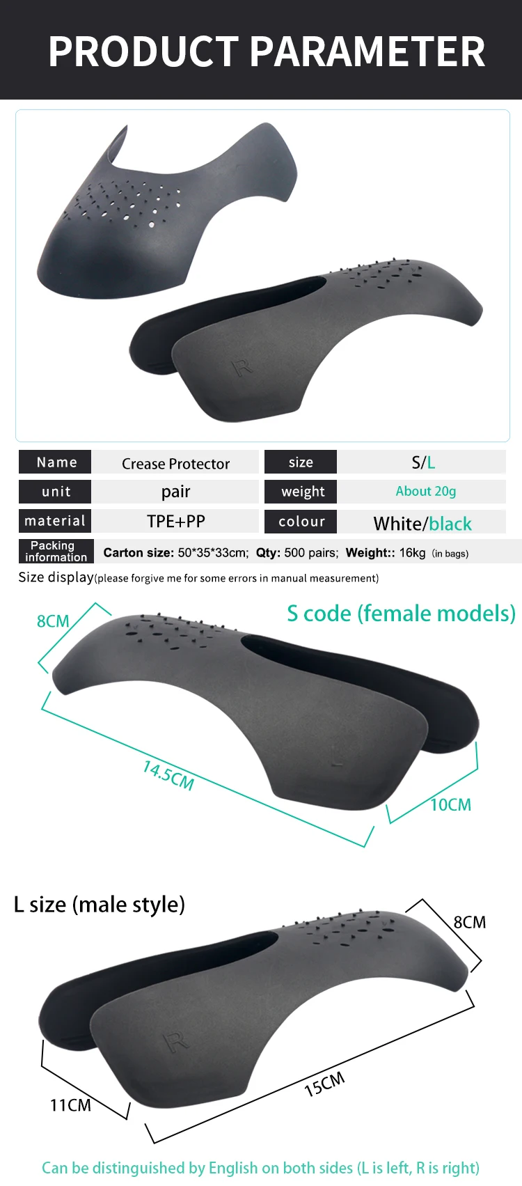 Joghn Hot Sale Toe Anti Crease Wrinkled Fold Shoe Support Protector For ...