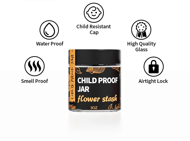 1oz 2oz 3oz 4oz Custom Recyclable Childproof Packaging Frosted Black ...