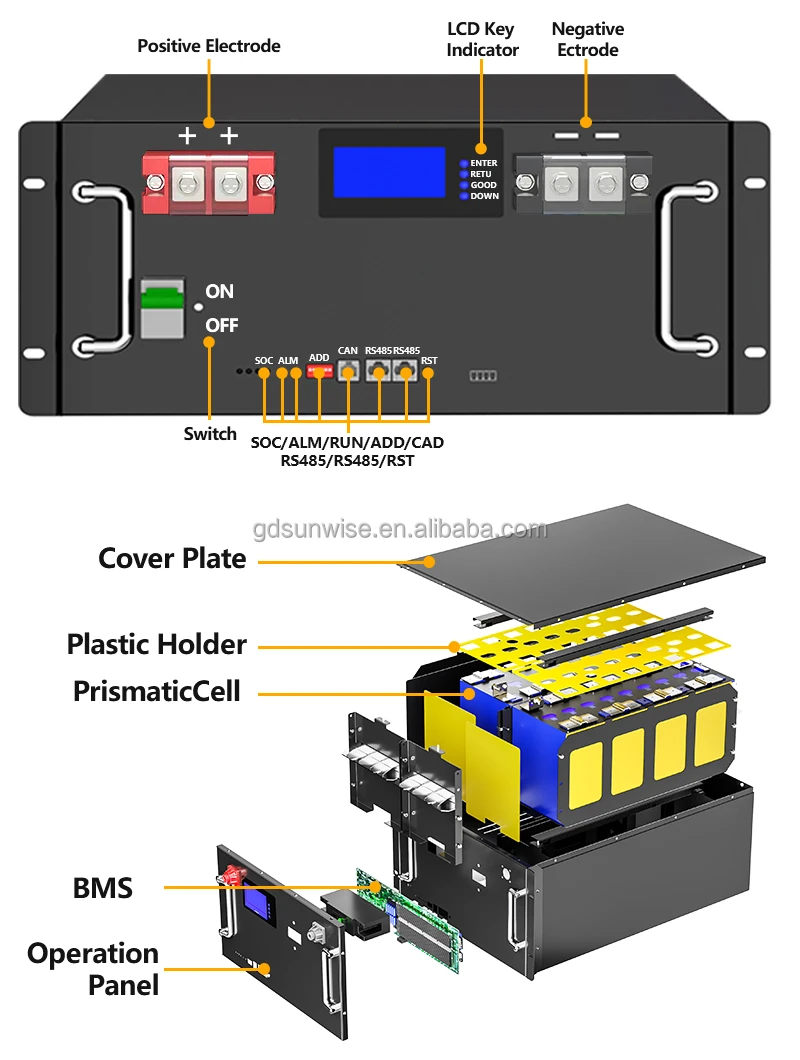 Lifepo4 Lithium Battery Rack Mounted 48v 200ah 10kwh Home Power Storage ...