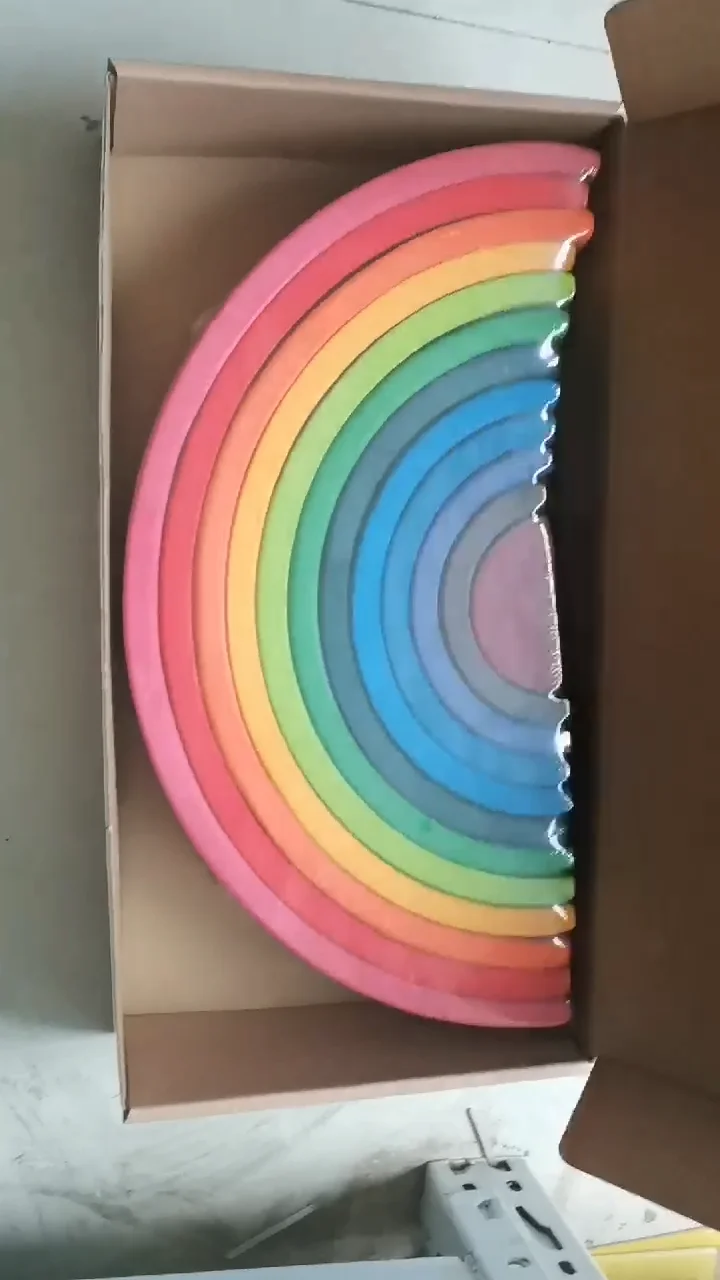 Children Wooden Rainbow Toy,Early Education Stack Rainbow Block,Wooden ...
